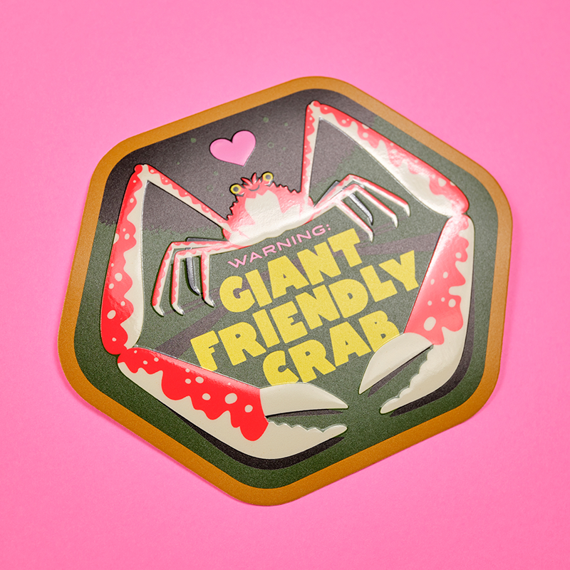 Giant Friendly Crab - Large Sticker – The Beast Is Back Inc